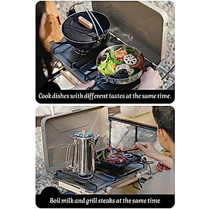 Naturehike 2-Burner Camping Stove, Portable Camping Grill/Stove with Adjustable Burners, Wind Guards, and 17061 Total BTUs of Power, Perfect for Camping & Hiking