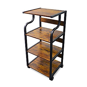 Voilamart 4 Tier Printer Stand, Mobile Printer Rack Cart, Heavy Duty Rolling Storage Rack with Wheels Printer Table for Home Office Scanner File-Black