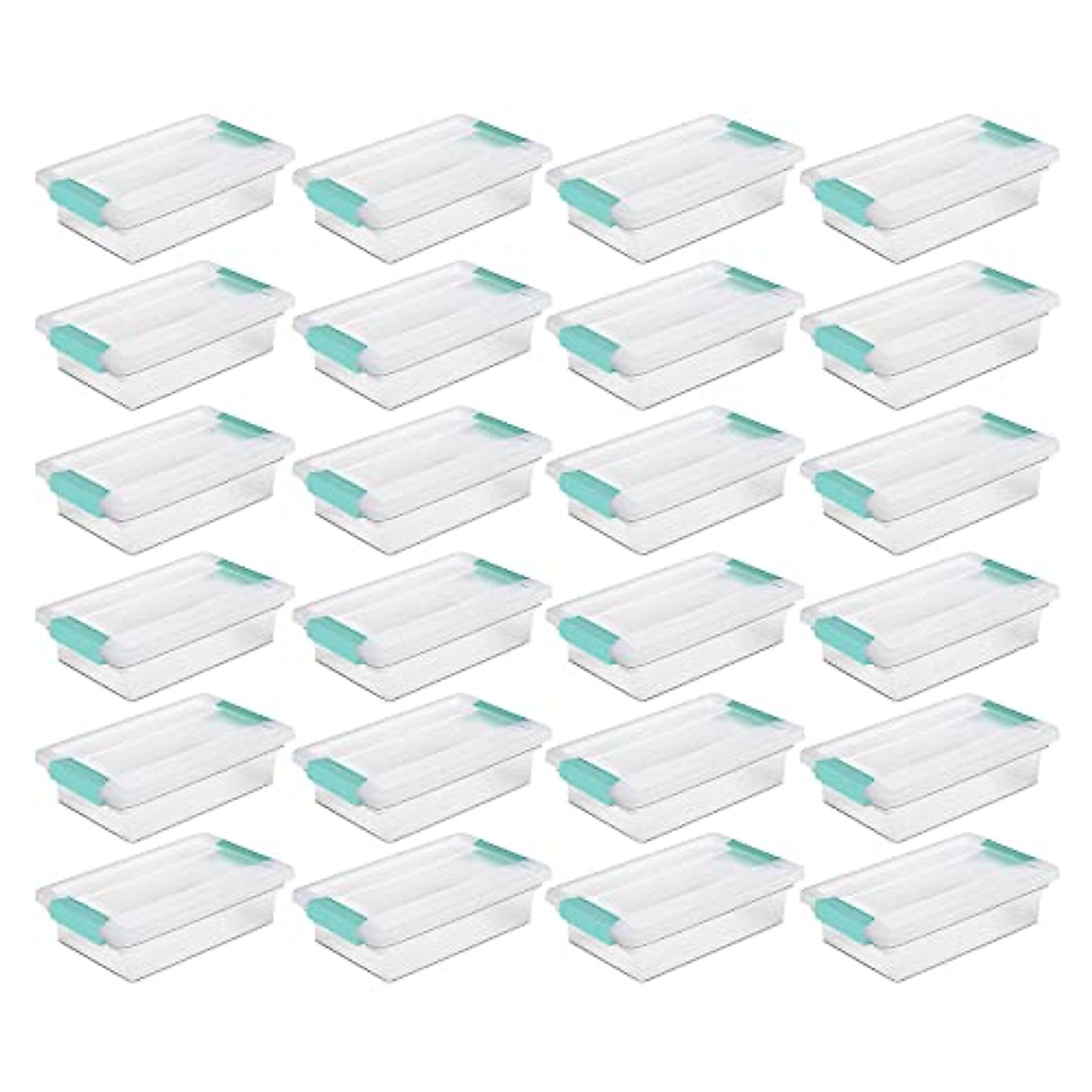 Sterilite Small Clear Plastic Storage File Clip Organizer Tote Container Bin Box w/Latching Lid for Home & Office Organization and Storage (24 Pack)
