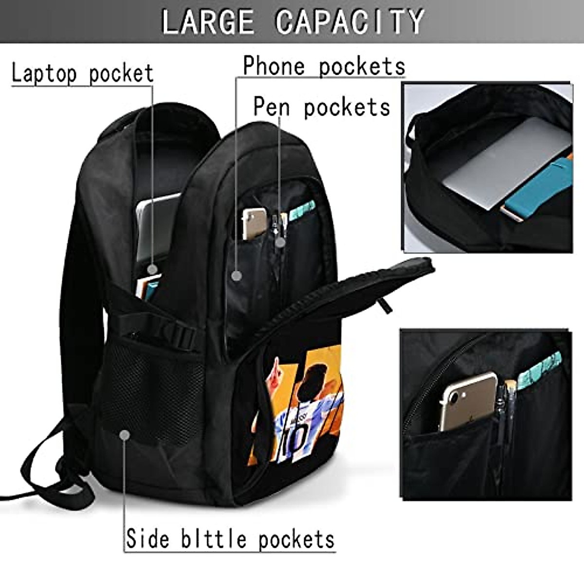 Luja Dling #10 Messi 2023 Adult Backpacks Bag Laptop Bag Bookbag Usb Backpack 17 Inch For Daily