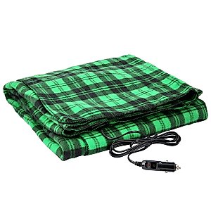 Heated Blanket - 12-Volt Electric Blanket for Car, Truck, SUV, or RV - Portable Winter Car Accessories for Camping or Travel by Stalwart (Green Plaid)