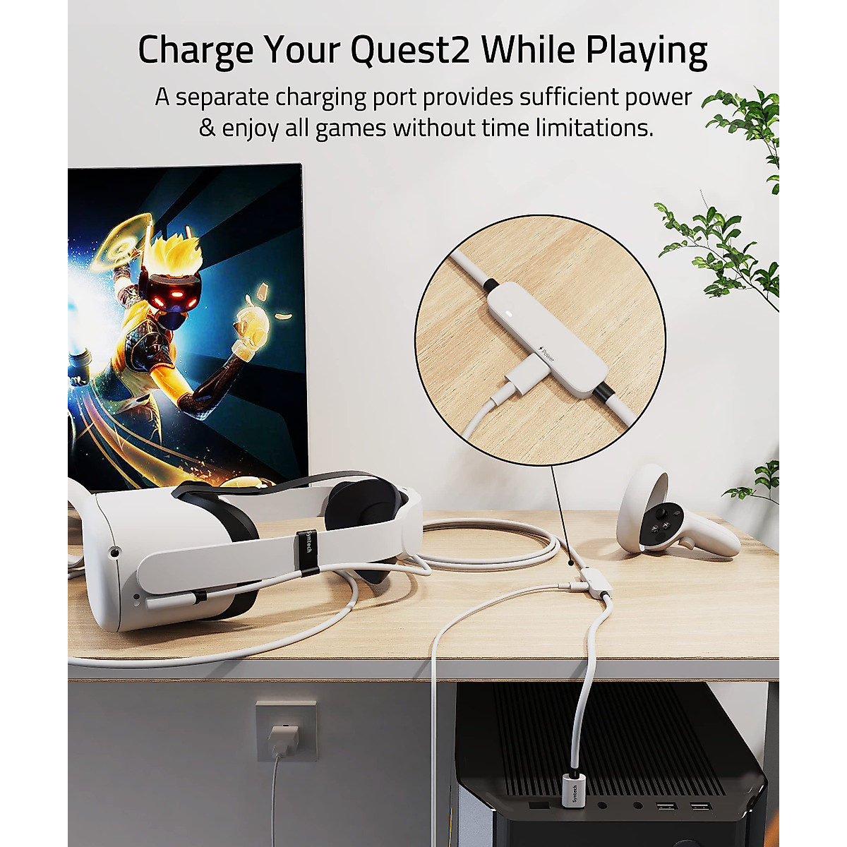 Syntech Charging Link Cable 16FT and Standard Link Cable 16FT Compatible with Oculus/Meta Quest 2/1