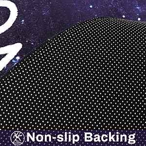 LIVEBOX Space Round ABC Rug for Kids Playroom, Alphabet Nursery Rug Crawling Play Mat for Children Bedroom, Galaxy Washable Rug Learning Carpet for Baby Toddlers Room (47",Star Blue)