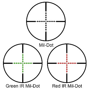 Barska Compact Rifle Scope Red/Green Illuminated Mil-Dot Reticle with Cantilever Rings - 4x32