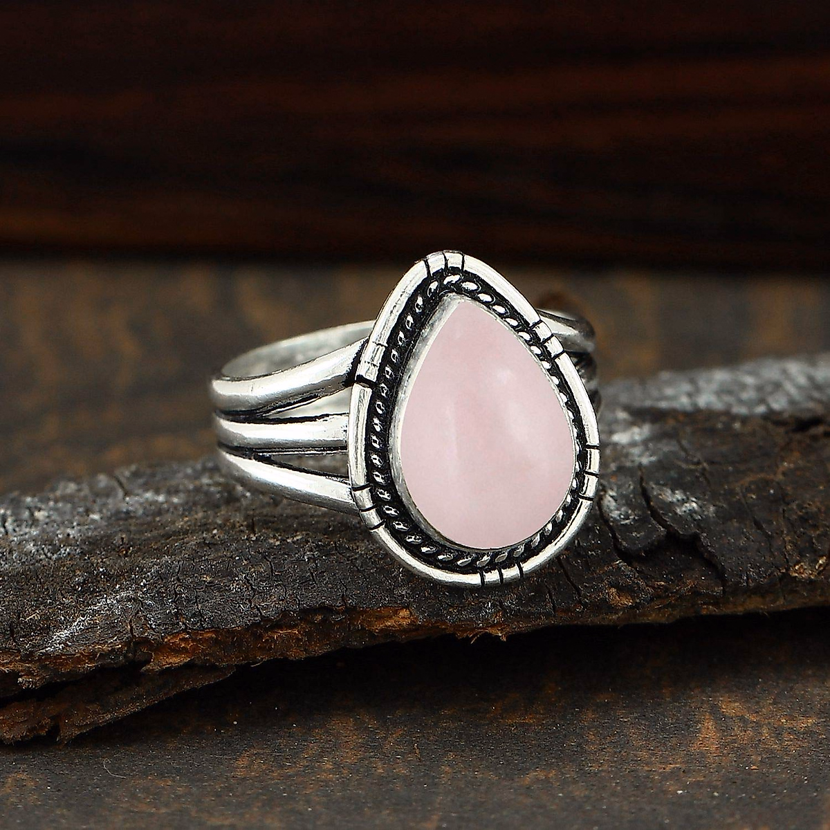 5.08Cts Solitaire Natural Rose Quartz 925 Silver Plated Ring Size 12 For Women, Handmade Pink Stone January Birthstone Ring Jewelry Gift For Women Mom Wife
