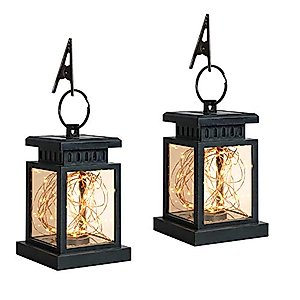 Lxcom Lighting Solar Lantern Lights Outdoor Solar Hanging Lights 2 Pack 30 LEDs Warm Hanging Solar Lights Solar Powered Waterproof Landscape Lanterns LED Garden Lights for Garden Patio Deck Yard Decor