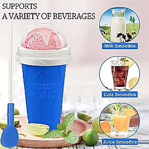 Slushy Maker Cup, Quick Frozen Magic Smoothie Cup for Ice Cream Make your Day Cool, Portable Squeeze Ice Cup, Slushies Maker Cup with Spoon and Straw