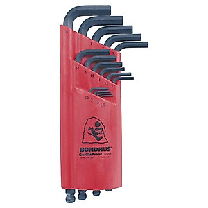 Bondhus 10995 Set of 15 Balldriver L-wrenches, ProGuard Finish, sizes 1.27-10mm