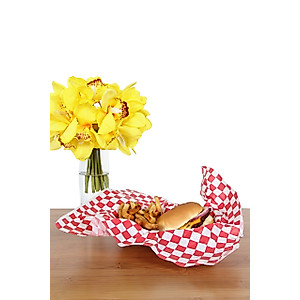 CucinaPrime 12"x 12" Food Basket Liner, Red and White Checkered- 100 Pack