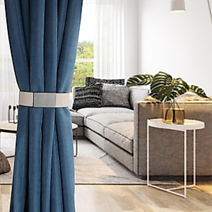 Magnetic Curtain Tiebacks Leather Curtain Outdoor Ties Modern Tie Backs Drapes Curtains Buckle Drapery Holdbacks for Home Office Cafe Balcony Decor 2 Pcs (Rice White)