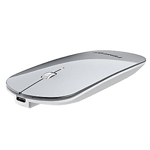 FENIFOX Bluetooth Mouse, Slim Mini Portable Flat Travel Wireless Mouse Rechargeable Quiet Ultra-Thin Mice Compatible with Laptop,Tablet,Notebook,PC (Silver and White)