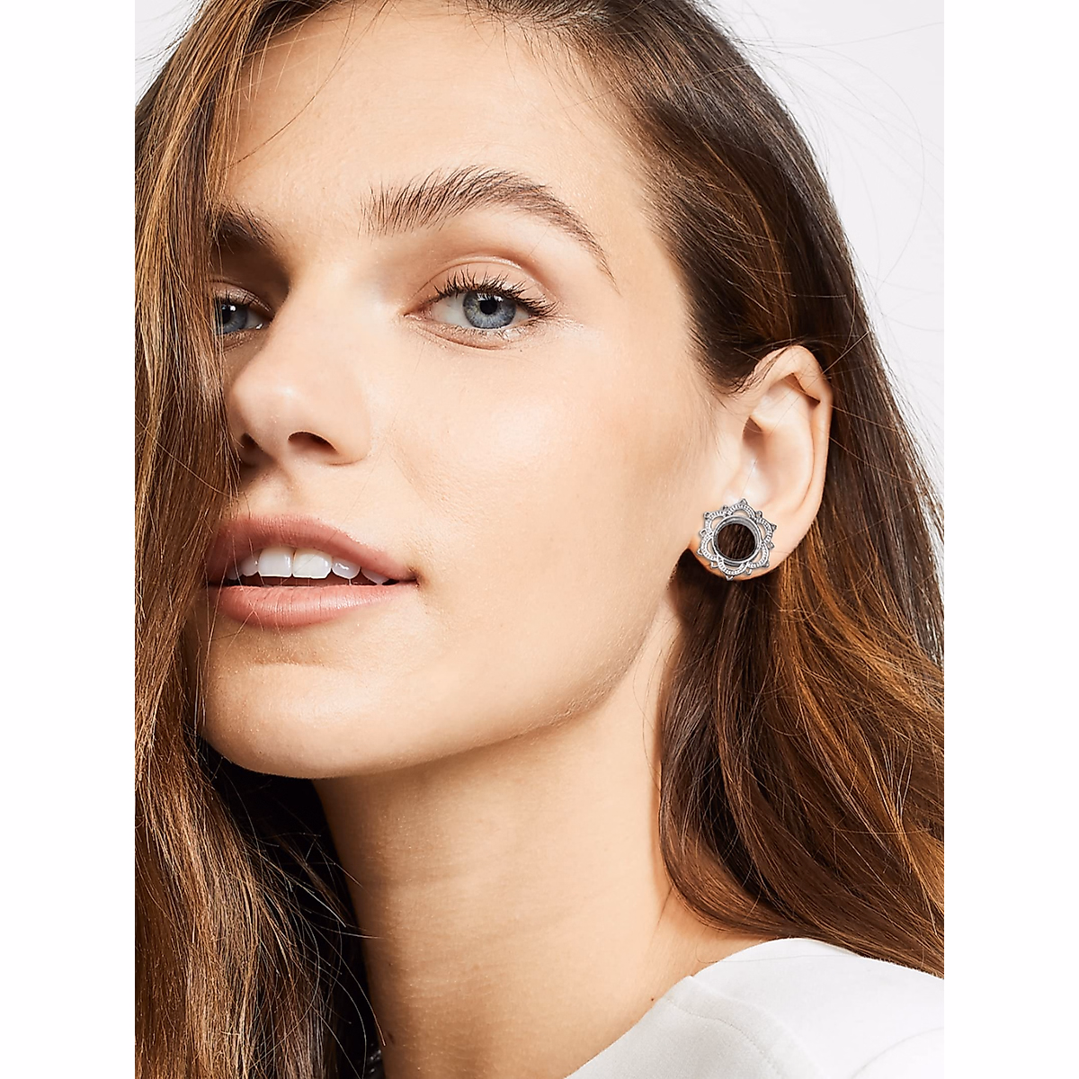 2 Pcs Ear Gauges for Women Men Stretchers Earrings Floral Hollow Ear Tunnels Boho Ear Expander Piercing Gauge Plug Earrings Body Jewelry(16 mm)