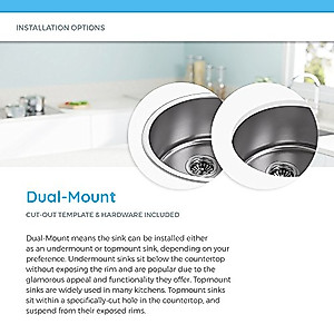 MR Direct 465-18 Stainless Steel Dual-Mount 18-1/4 in. Single Bowl Kitchen Sink, 18 Gauge