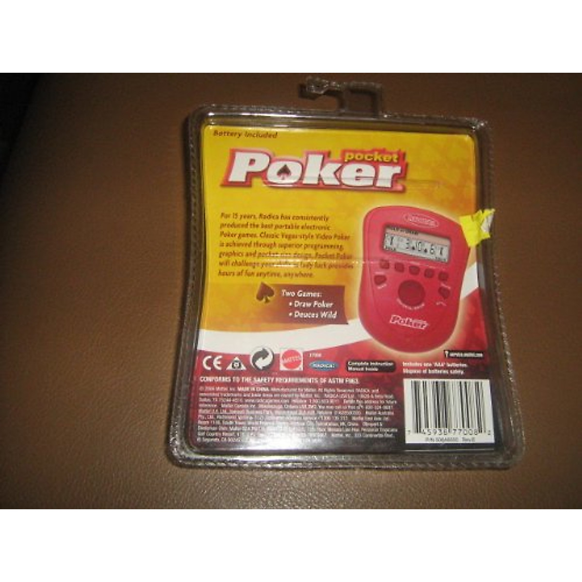 2006 Mattel, Inc. Radica Pocket Poker Draw Poker & Deuces Wild LCD Handheld #17008