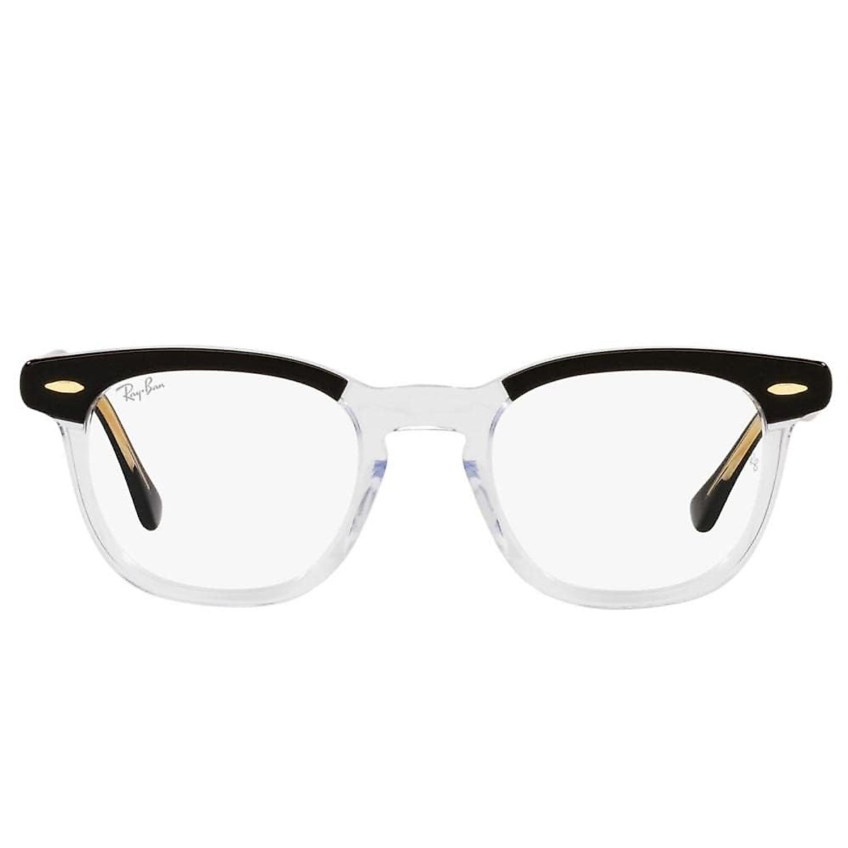 Ray-Ban RX5398 Hawkeye Square Prescription Eyewear Frames, Black On Transparent/Demo Lens, 48 mm