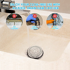 Aojuxix Drain Hair Catcher, Upgraded Protector with Silicone & Stainless Metal Designed for Pop-Up and Regular, Effective Without Slowing Drainage