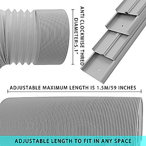 Portable Air Conditioner Window Vent Kit with 5.1” Exhaust Hose 6 Piece Window Seal for Portable Air Conditioner A/C Unit Universal for Sliding Horizontal or Vertical Windows