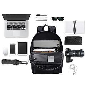 KOPHLY Casual Lightweight Laptop Backpack with USB Charging Port For for Men and Women, School Bookbag for Teens College，Daypack for Short Trip Travel（Carbon Black）