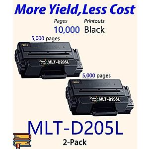 2-Pack of BlackColorPrint Compatible MLTD205L Toner Cartridge Replacement for Samsung MLT-D205L D205L 205L Work with ML-3312ND ML-3312DW ML-3712ND SCX-4835FD SCX-4835FR SCX-5339FR SCX-5739FW Printer