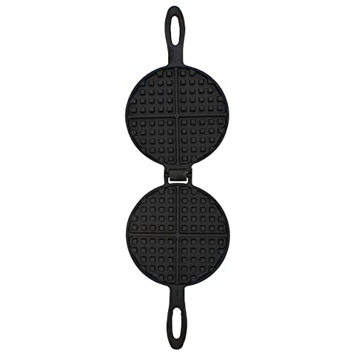 Lot45 Cast Iron Waffle Maker Pan - 6in Stove Top Waffle Iron Cookware, Portable Camping Breakfast Maker for Stovetop