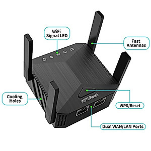 WiFi Range Extender WiFi Repeater 2023 Newest Release Simple Setup Wireless Signal Booster 2.4 GHz with Two Ethernet Ports WiFi Extender 4 Antennas Internet Booster