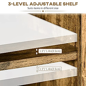 HOMCOM Industrial Sideboard Buffet Cabinet, Kitchen Cabinet with Five Drawers, Two Door Cabinets, Adjustable Shelf Coffee Bar Cabinet, Brown