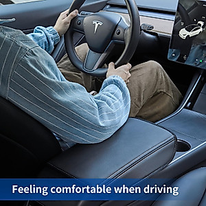 Tesla Model 3/Y Armrest Accessories - Wonarby Center Console Cover for Tesla - Car Armrest Box Cover Decoration Interior for Model 3 2017-2023 2024 2025 or Model Y 2020-2023 2024 2025 - Black