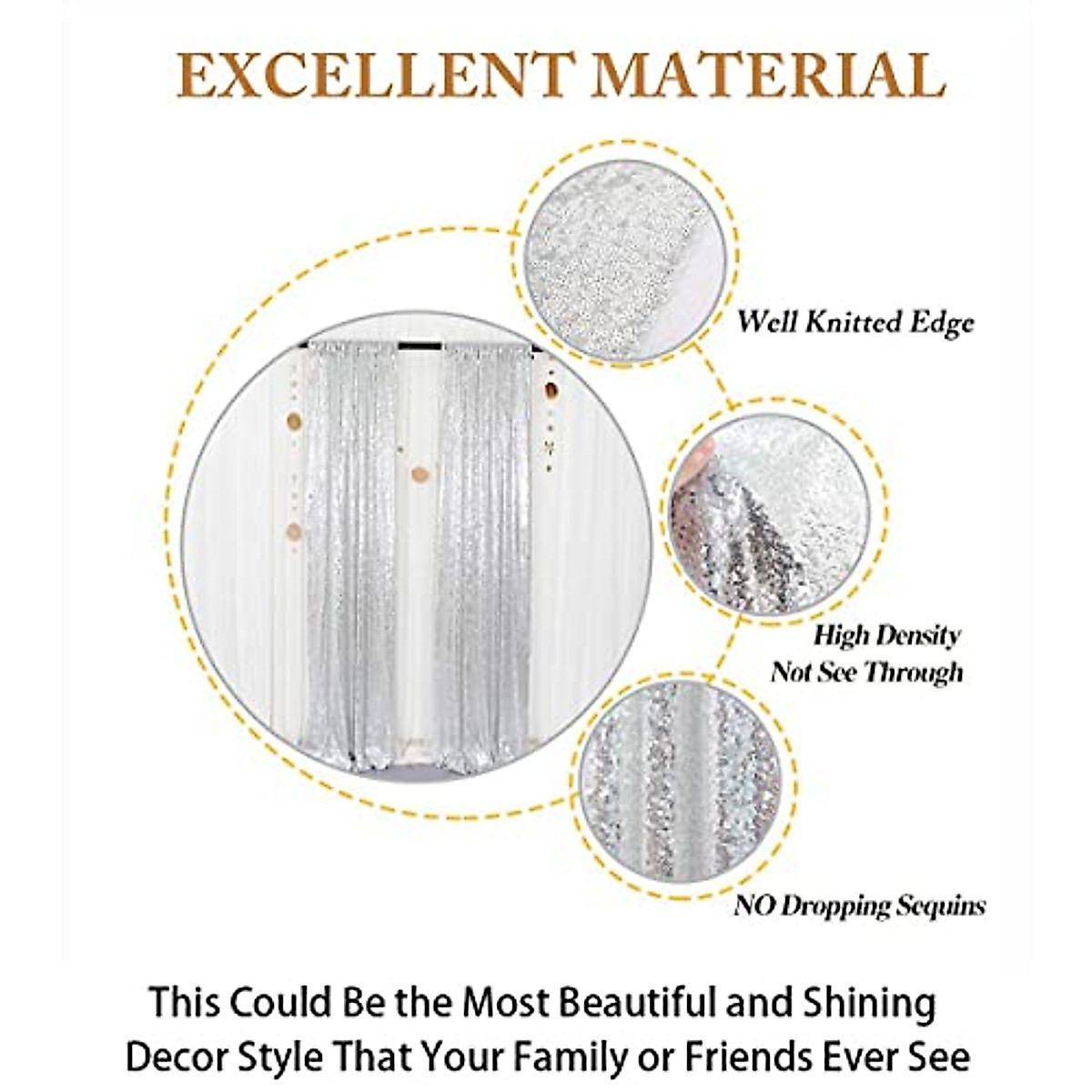 Sparkle Backdrop Curtain Silver 2 Panels Set Sequin Photo Backdrop 2FTx8FT Sequin Backdrop Curtain Pack of 2-1220S