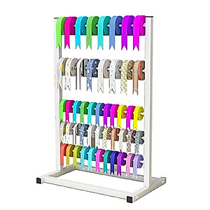 BIFCIOFH 5 Tier Ribbon Holder Organizer Rack, Metal Large Capacity Sewing Stand Organizer, Display Rack Storage Shelf for Craft Room Cake Shop Flower Store (Color : White)