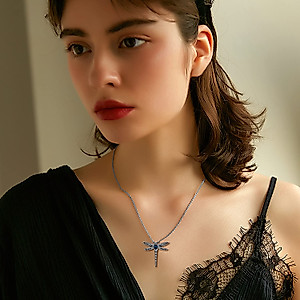 AOBOCO Dragonfly Simulated Blue Zircon Urn Necklace for Ashes Sterling Silver Memorial Keepsake Cremation Jewelry Gifts with Filling Tool