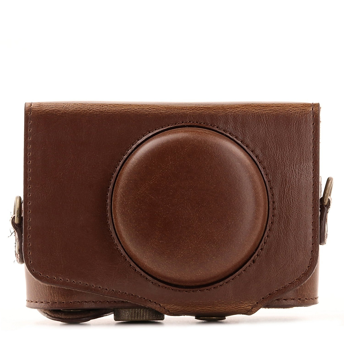 MegaGear MG1174 Canon PowerShot SX740 HS, SX730 HS Ever Ready Leather Camera Case with Strap - Dark Brown