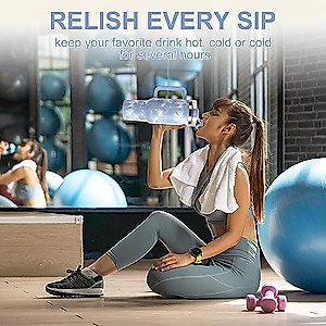 40 oz Tumbler With Handle and Lid Straw Stainless Steel Insulated Vacuum Cup Reusable Water Bottle Travel Mug Iced Coffee Cup Travel Mug for Hot and Cold Beverages 40 oz Tumbler with Handle