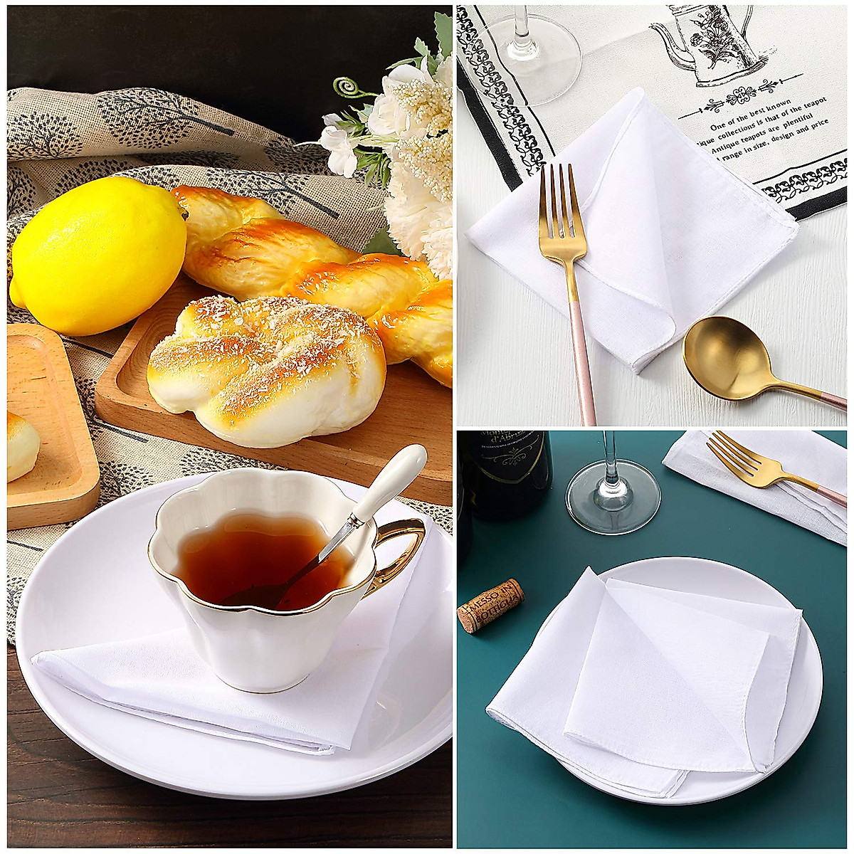 Boao 30 Pack Women White Soft Handkerchief Ladies Hankies DIY Wedding Hankies