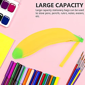Ciieeo 2pcs Banana Shaped Pencil Bag Silicone Pen Bag Large Capacity Banana Pencil Case