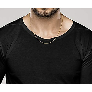 Miabella Solid 18K Gold Over 925 Sterling Silver Italian 1mm Box Chain Necklace for Women Men, Made in Italy (Length 20 Inches)