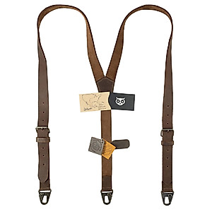 Hide & Drink, Y Back Suspenders for Men, Groomsmen, Bachelors, Heavy Duty, Wedding Ceremonies, Full Grain Leather, Handmade, Bourbon Brown