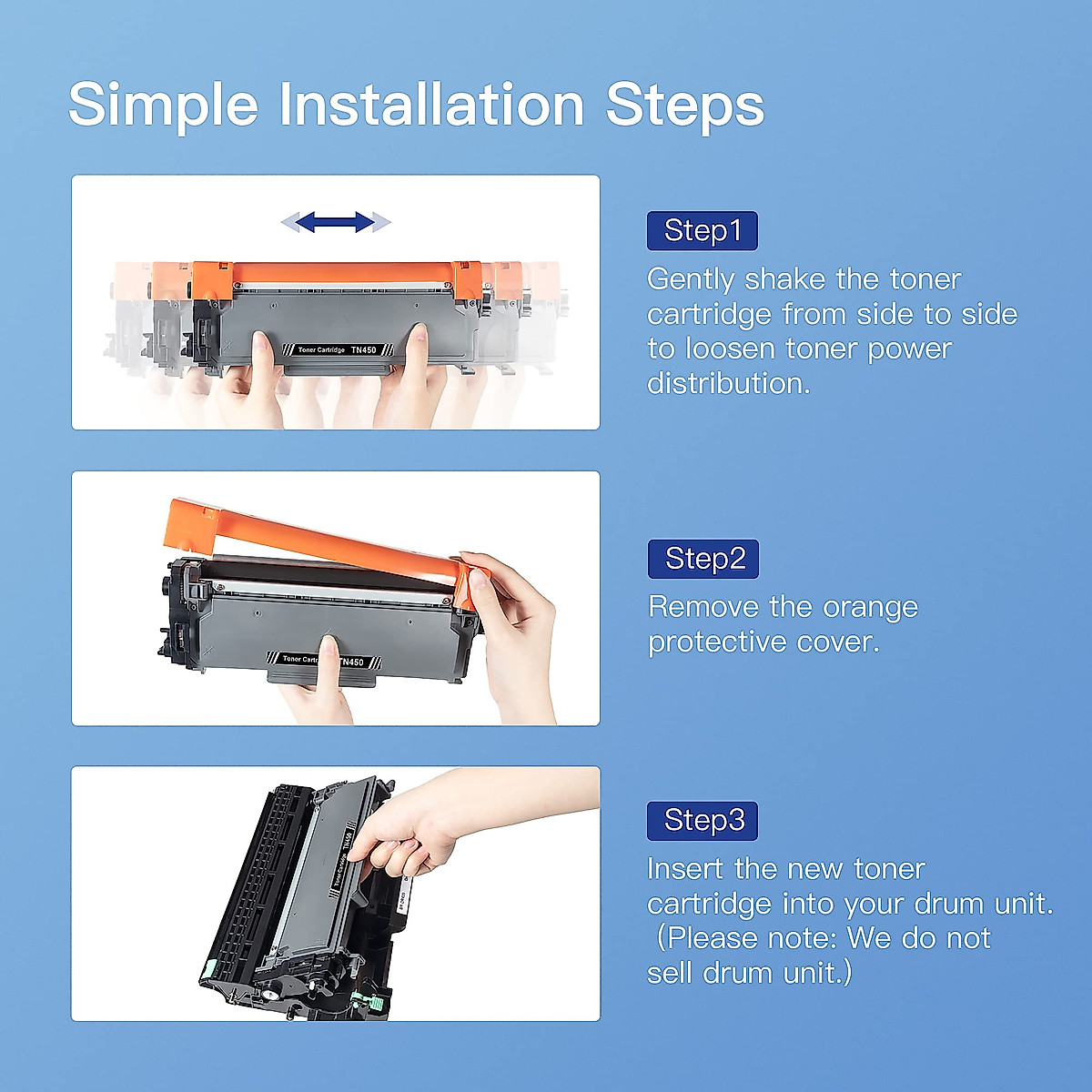 GPC Image Compatible Toner Cartridge Replacement for Brother TN450 TN-450 TN420 to use with HL-2270DW HL-2280DW HL-2240 MFC-7360N DCP-7065DN MFC7860DW Intellifax 2840 2940 Printer Tray (2-Black)