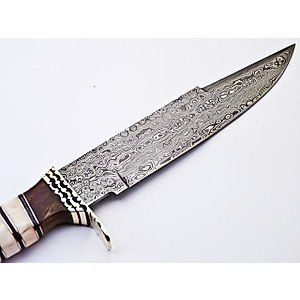 Custom Damascus Knife Hunting Knife | Best Outdoor Knife Camping Knife | Beautiful Burl Wood Handle