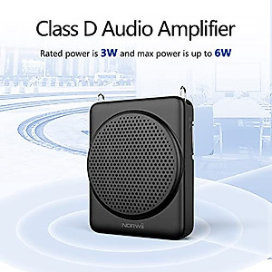 NORWII Mini Voice Amplifier, 3 Hours Quick Charging and up to 30 Hours Play, Portable Voice Amplifier for Teachers, Training, Tour Guide, etc (Black)