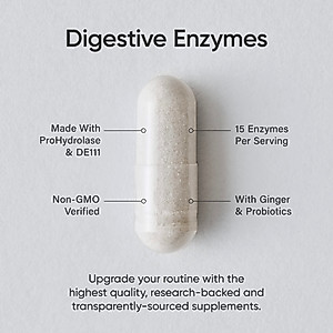 Sports Research Digestive Enzymes with Probiotics & Ginger - Plant Based for Dairy, Protein, Sugar & Carbs - Non-GMO Verified & Vegan Certified (90 Veggie Capsules)