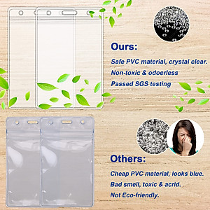 6 Pack Extra Thick ID Badge Holder - Vertical Clear ID Holder for Lanyard - ID Card Holder with Waterproof Resealable Zip - Name Tag Holder for Nurses, Office and School