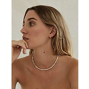 Pearl Choker Necklace 16'' Pearl Chain Necklace 3mm Handpicked Dainty Tiny Small Beaded Pearl Necklace Gifts for Women Girls