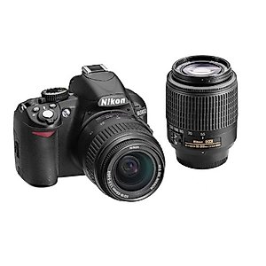 Nikon D3100 14.2MP Digital SLR Double-Zoom Lens Kit with 18-55mm and 55-200mm DX Zoom Lenses (Black) (Discontinued by Manufacturer)