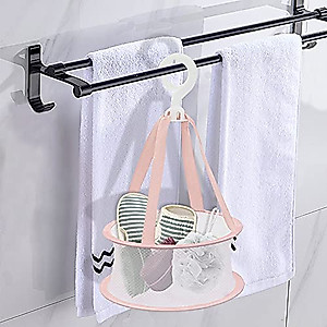 Mini Mesh Shower Dry Basket, Hanging Drying Net, Bath Organizer Storage for Makeup Brush, Beauty Sponge Blender, Windproof Airing Drip Dryer Rack for Bathroom, Laundry (Pink)