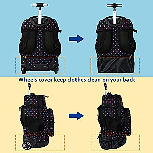 seastig Rolling Backpack 18in Wheeled Backpack Roller Backpack Carry-on Bag Laptop Backpack for Adults Kids School Trip