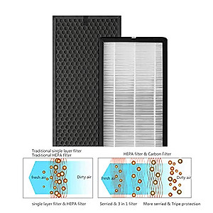 XD6065 Activated Carbon & XD6075 True HEPA Replacement Filter, Compatible with Rowenta PU4020 Intense Pure Air Purifiers, 1 Carbon Odor Eliminator & 1 True HEPA Allergen Remover