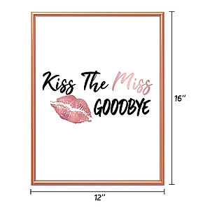 Y_Bong Bachelorette Party Decorations - Framed Kiss The Miss Goodbye Party Decor - 12''X16'' Rose Gold Bridal Shower Centerpiece Hen Night Games Party Supplies Gift