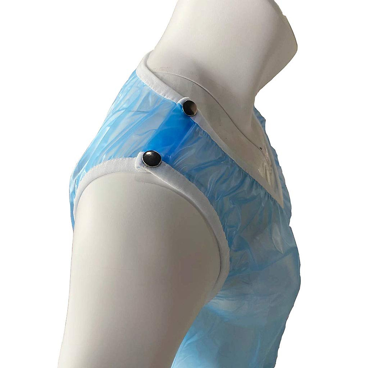 Haian PVC AB Unisex Snap Through Crotch Romper (Large, Transparent Blue)