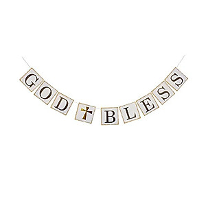 God Bless Banner, Decors for Christening, Baptism, Baby Shower or First Communion