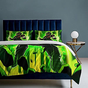 ggtg Saiyajin Broly 3-Piece Bedding Set Soft Microfiber Sheet & Pillowcase Sets Full Size Sheet Set 79"x90"